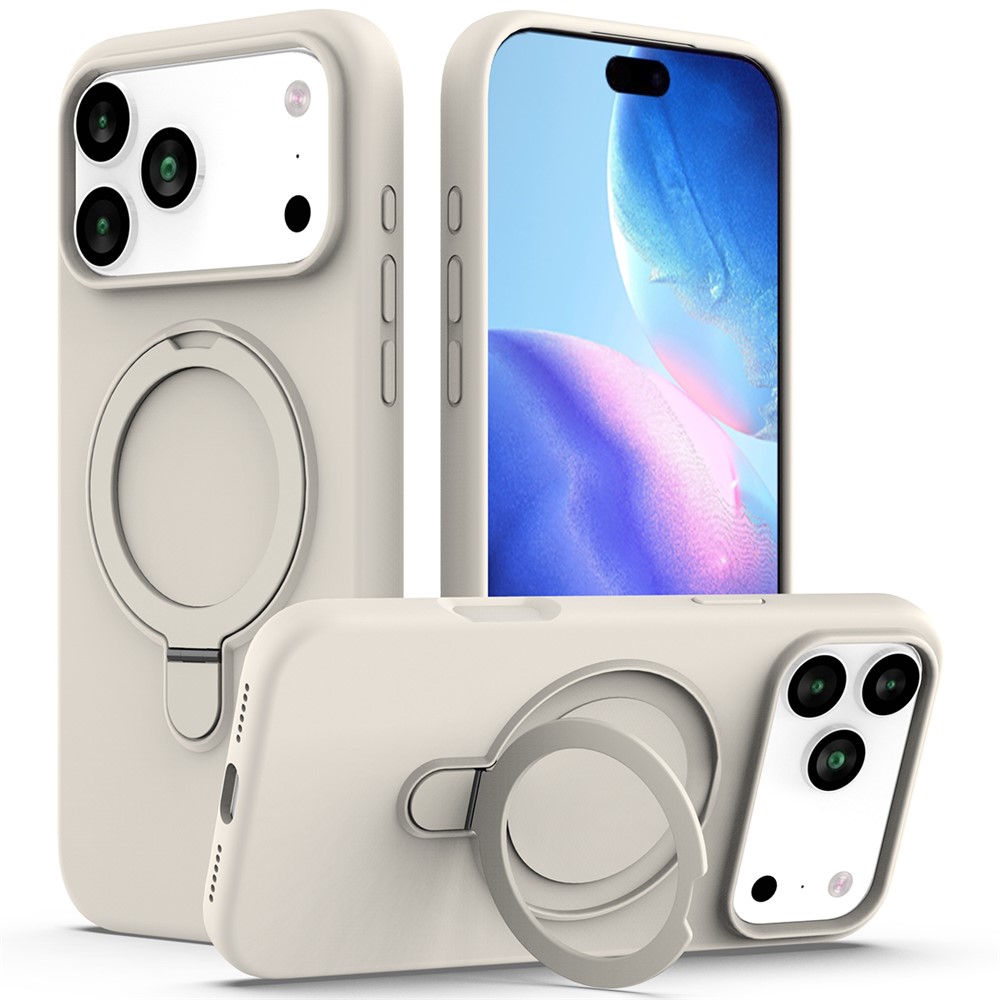 Silikonskal iPhone 17 Pro Beige – MagSafe & Ställfunktion